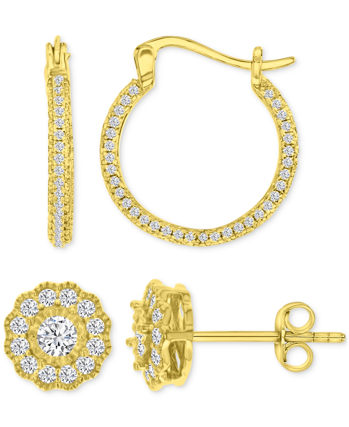 Click here for 2-Pc. Set Cubic Zirconia Halo Stud & Small Hoop Ea... prices