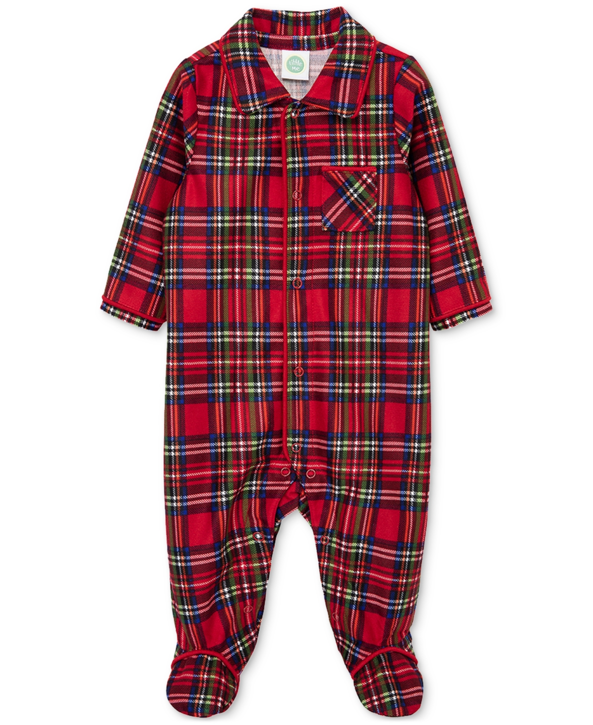 Click here for Little Me Baby Boys Plaid Footed Coverall - Red Pl... prices