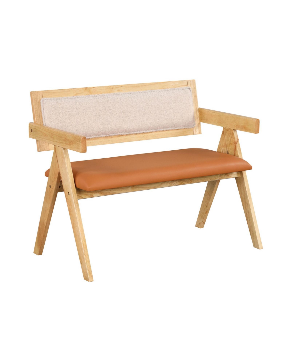 Click here for Rubber Wood Dining Bench with Armrest Sherpa Uphol... prices