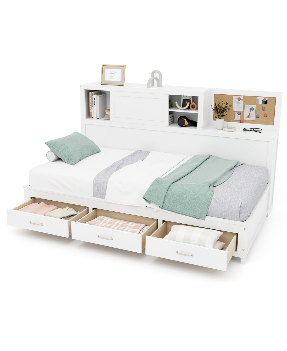 Click here for Gymax Twin Size Daybed w/ 3 Drawers Wooden Sofa Be... prices