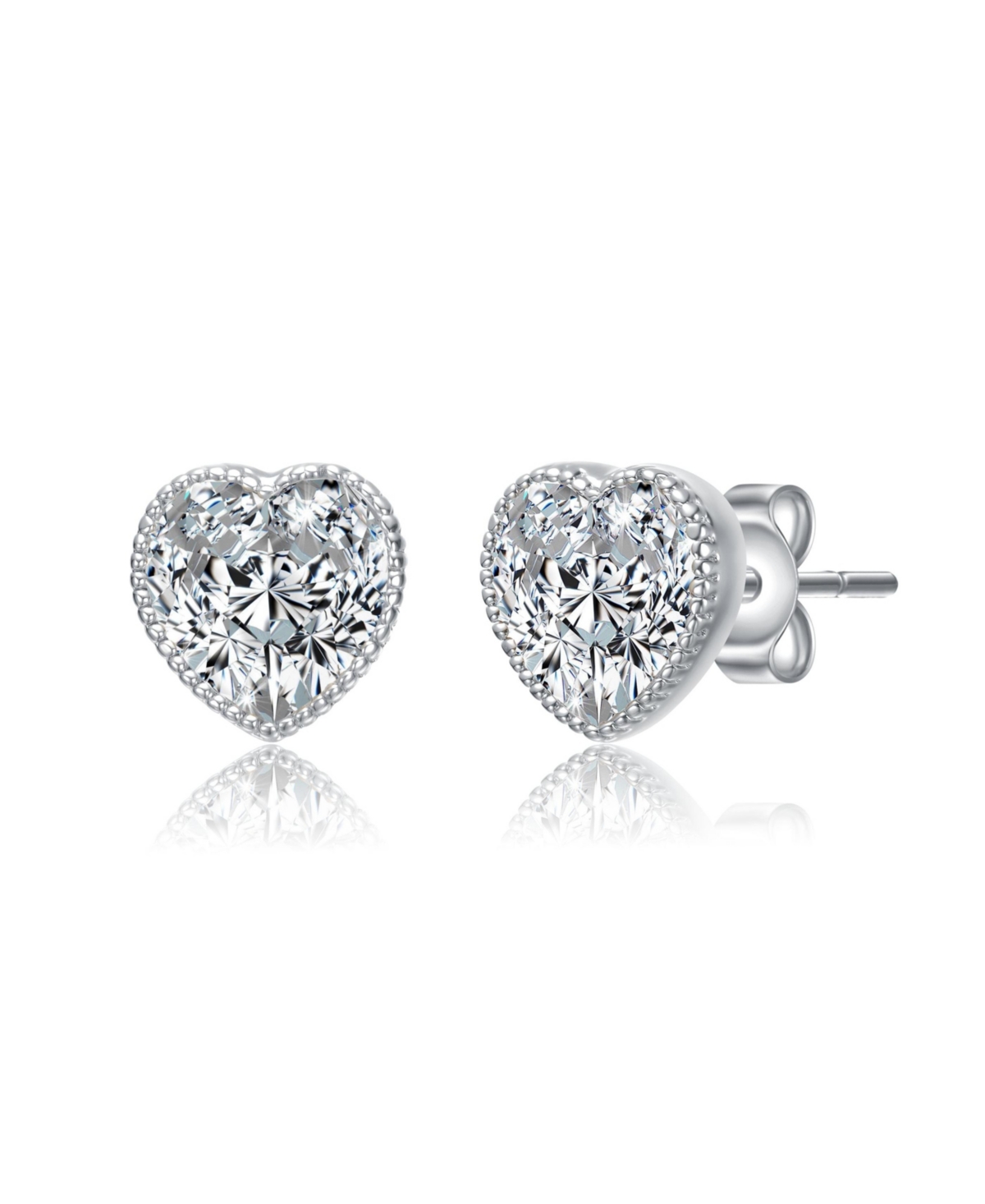 Click here for Heart Bezel Set Clear Cubic Zirconia Stud Earrings... prices