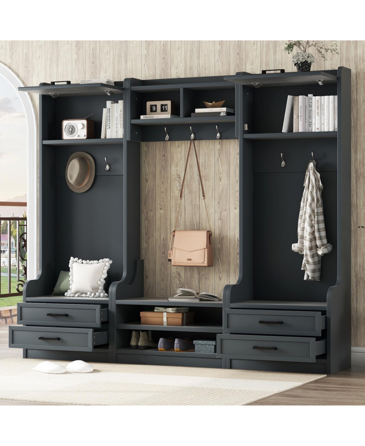 Click here for Streamdale 4-in-1 Hall Tree Storage  Hooks  Drawer... prices