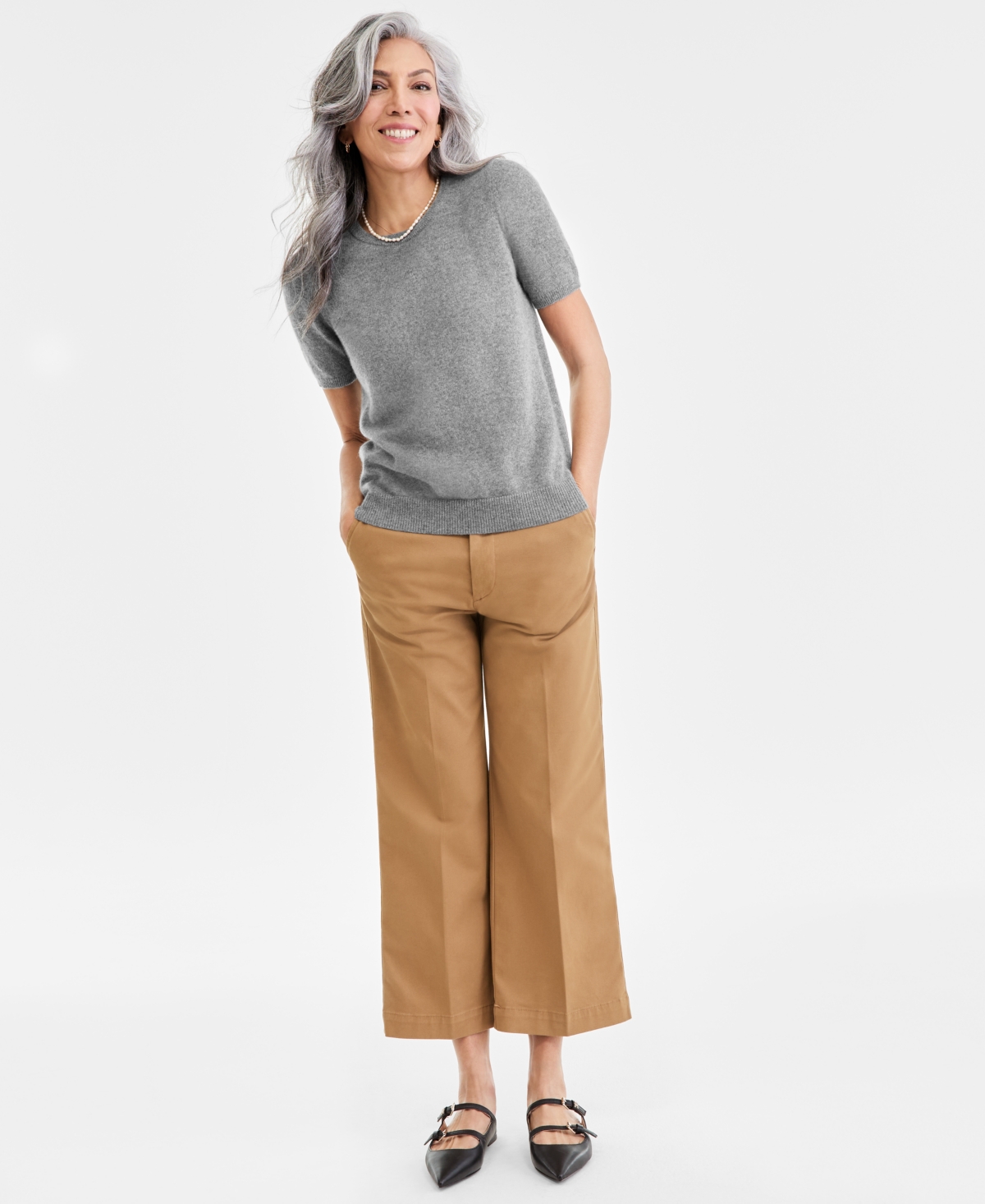 Click here for Charter Club Womens 100 Cashmere Crewneck Short-Sl... prices