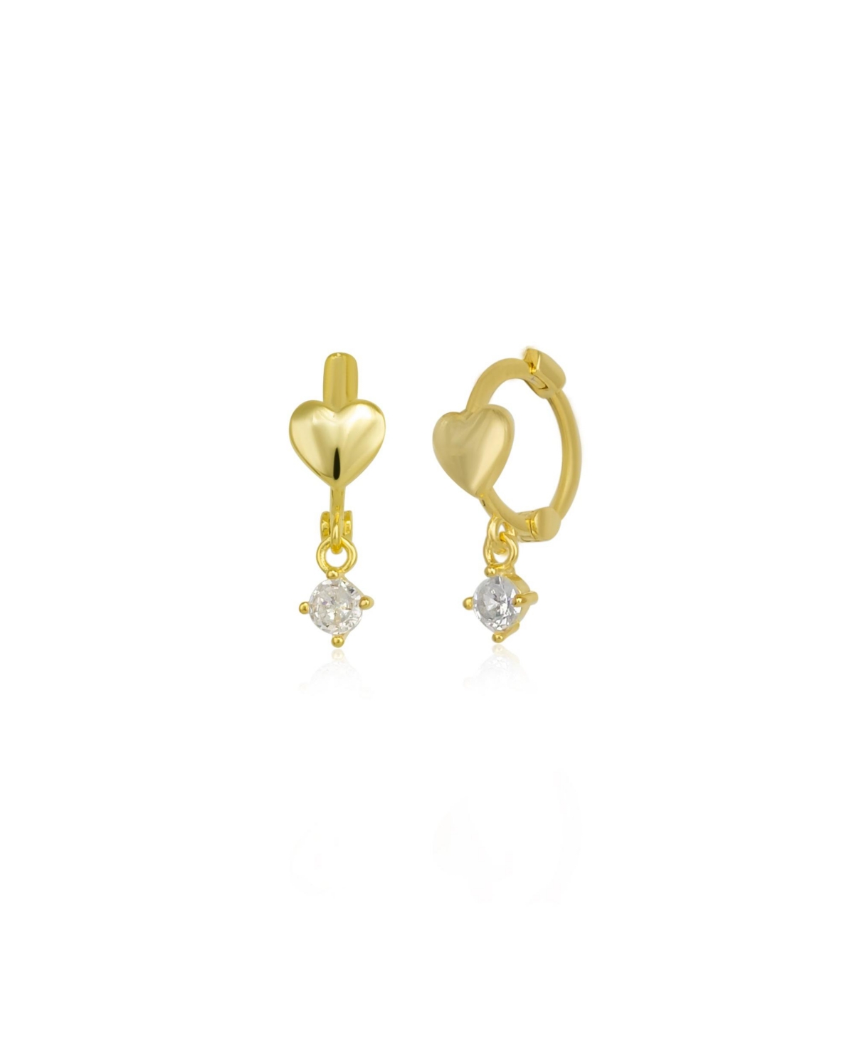 Click here for Spero London Heart Huggie Hoop Drop Earrings - Gol... prices