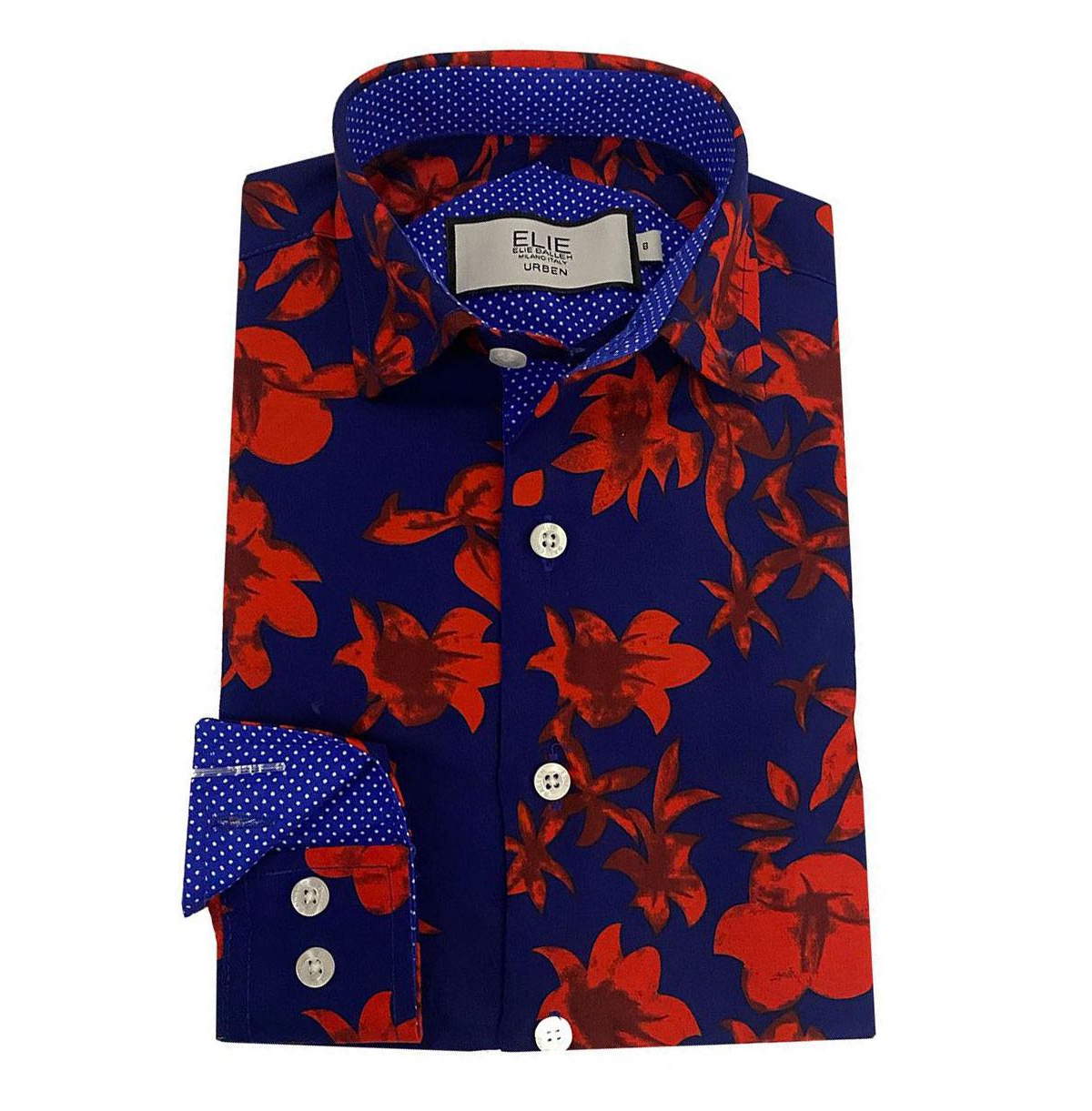 Click here for Elie Balleh Big Boys Navy Floral Shirt - Blue prices