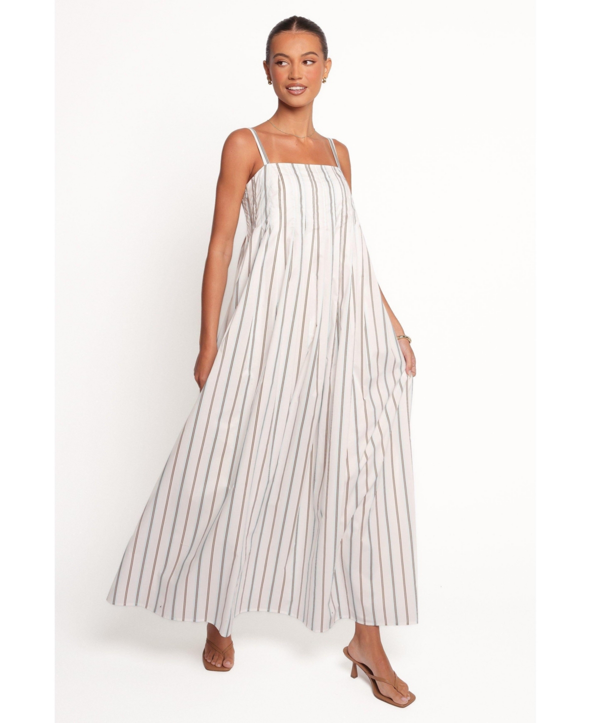 Click here for Petal and Pup Womens Corfu Midi Dress - Blue strip... prices