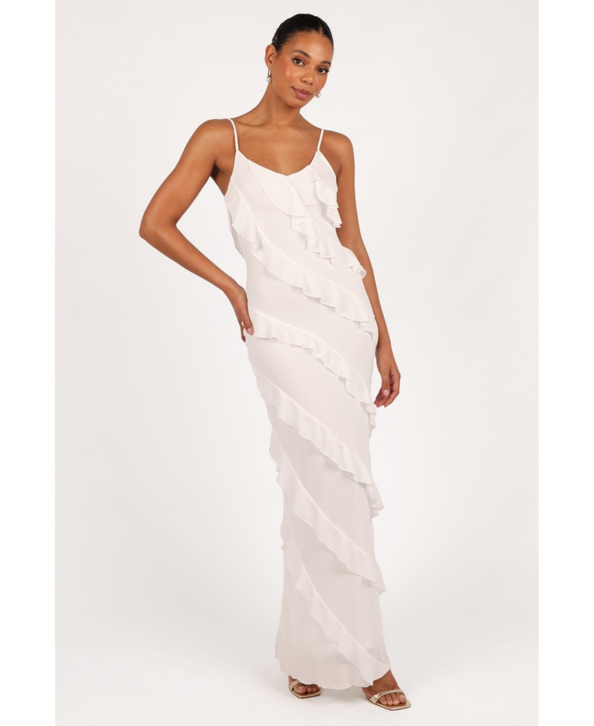 Click here for Petal and Pup Womens Ciao Ruffles Maxi Dress - Whi... prices