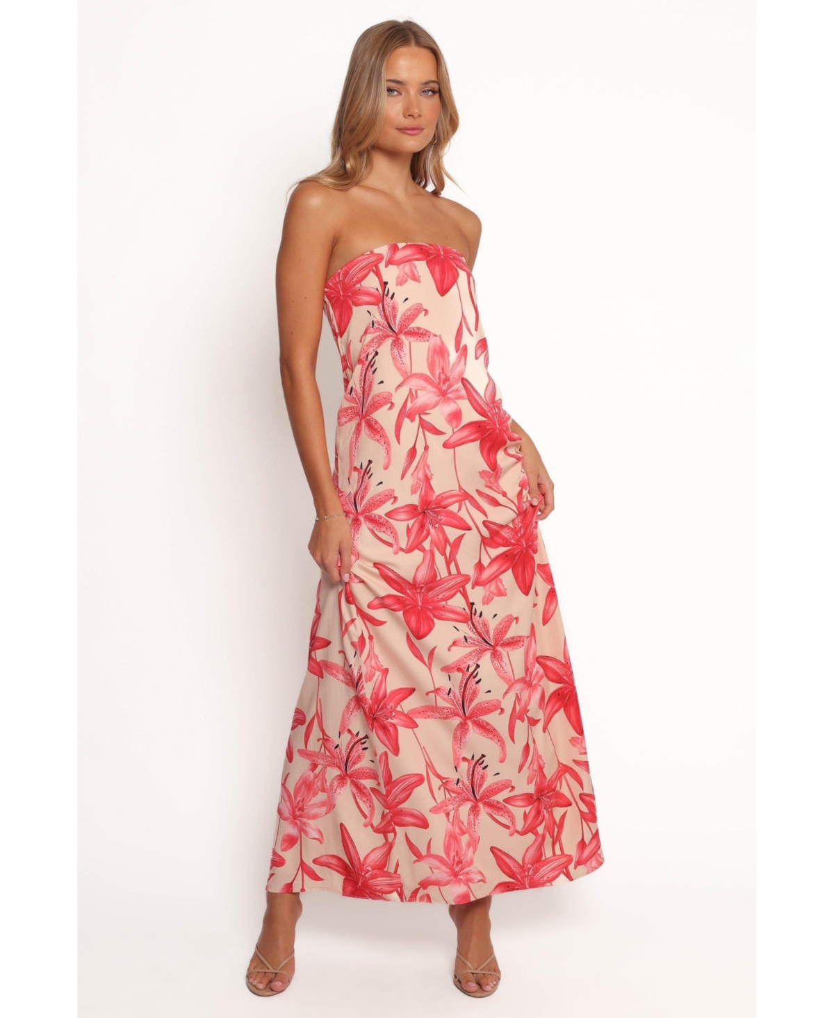 Click here for Petal and Pup Womens Lani A Line Strapless Maxi Dr... prices