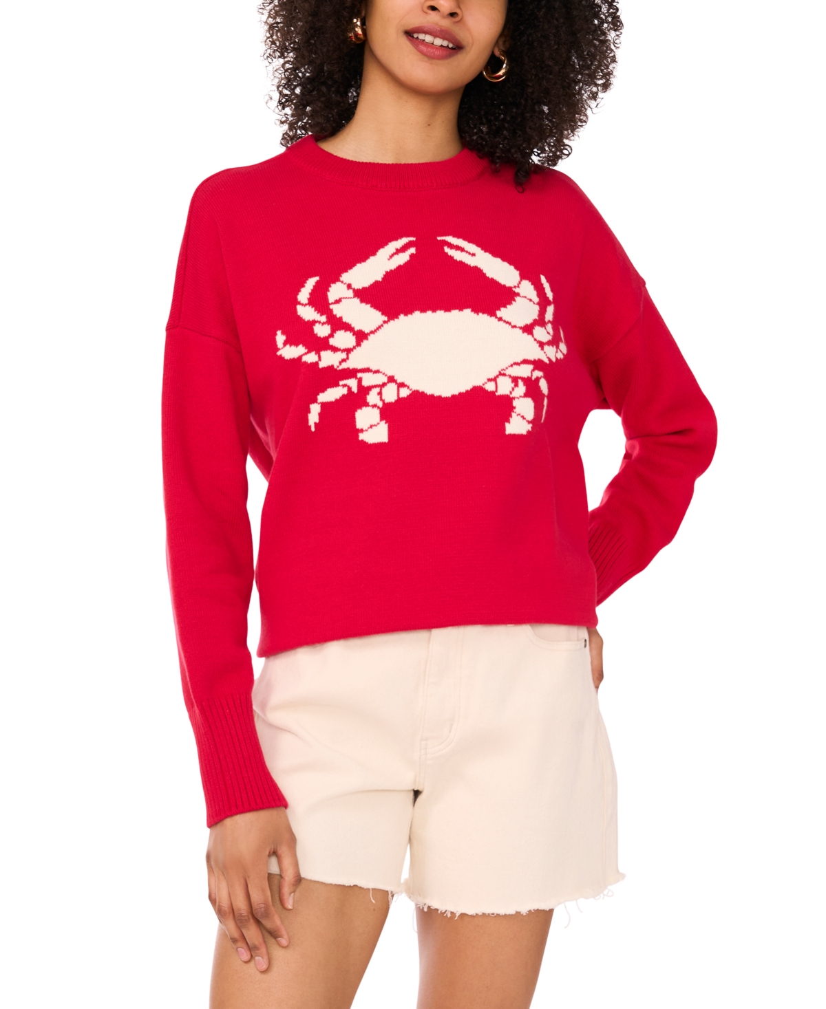Click here for Vince Camuto Womens Cotton Crab Crewneck Relaxed S... prices