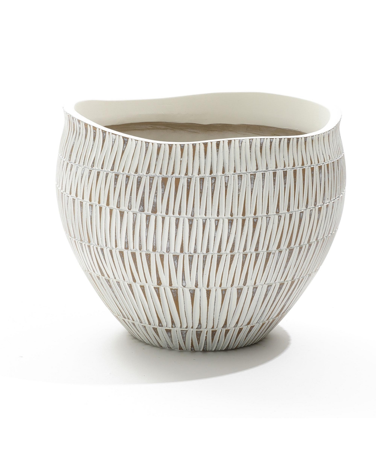 Click here for LuxenHome White with Gold V-Pattern Polyresin 10.1... prices