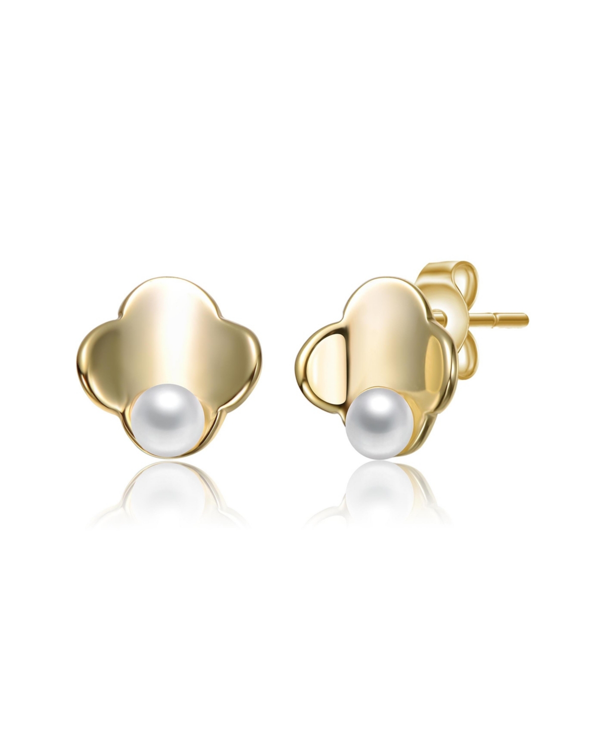 Click here for 14K Gold Plated with White Pearl Clover Stud Earri... prices