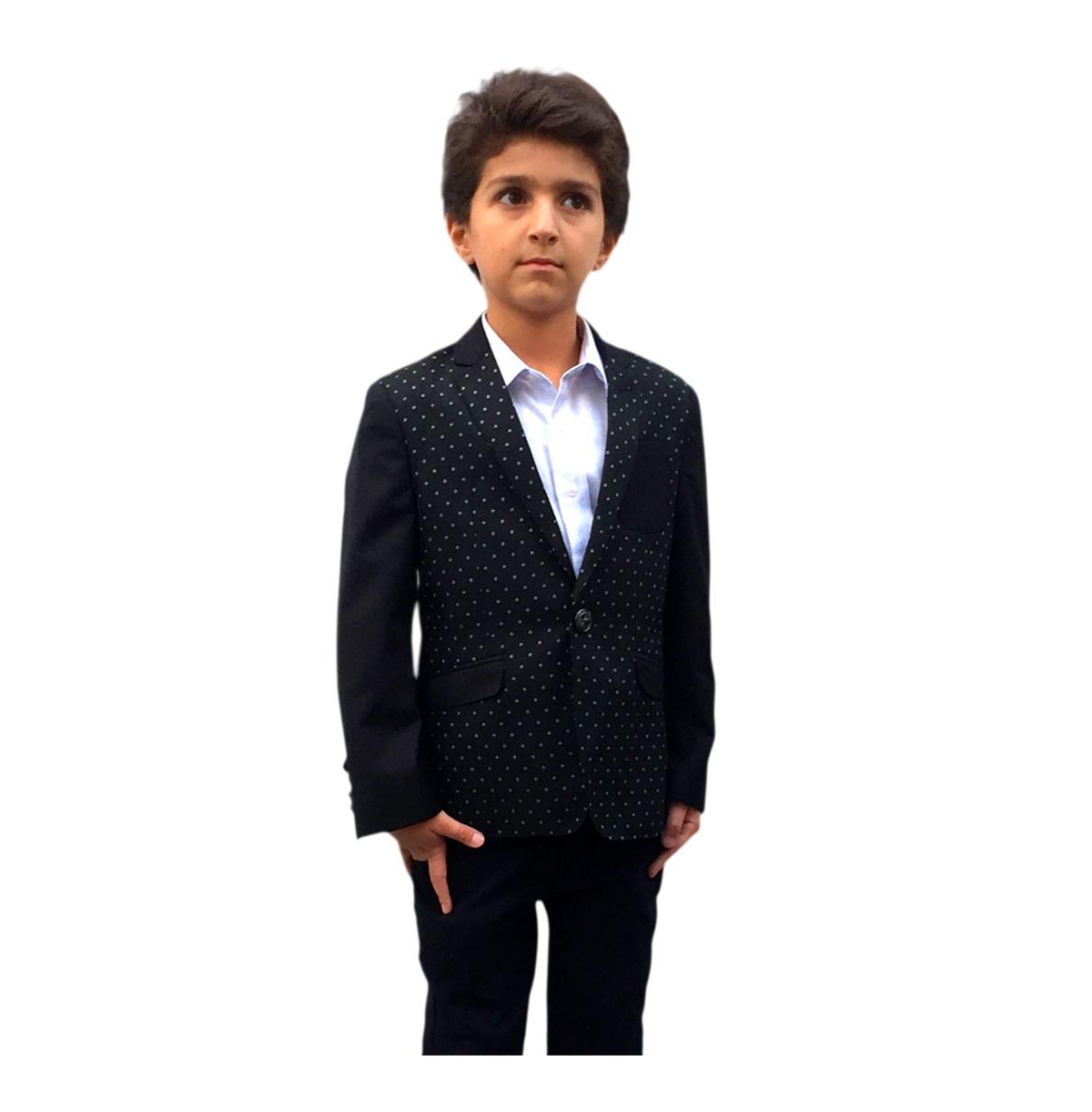 Click here for Elie Balleh Boys Black Slim Fit Diamond Dots Blaze... prices