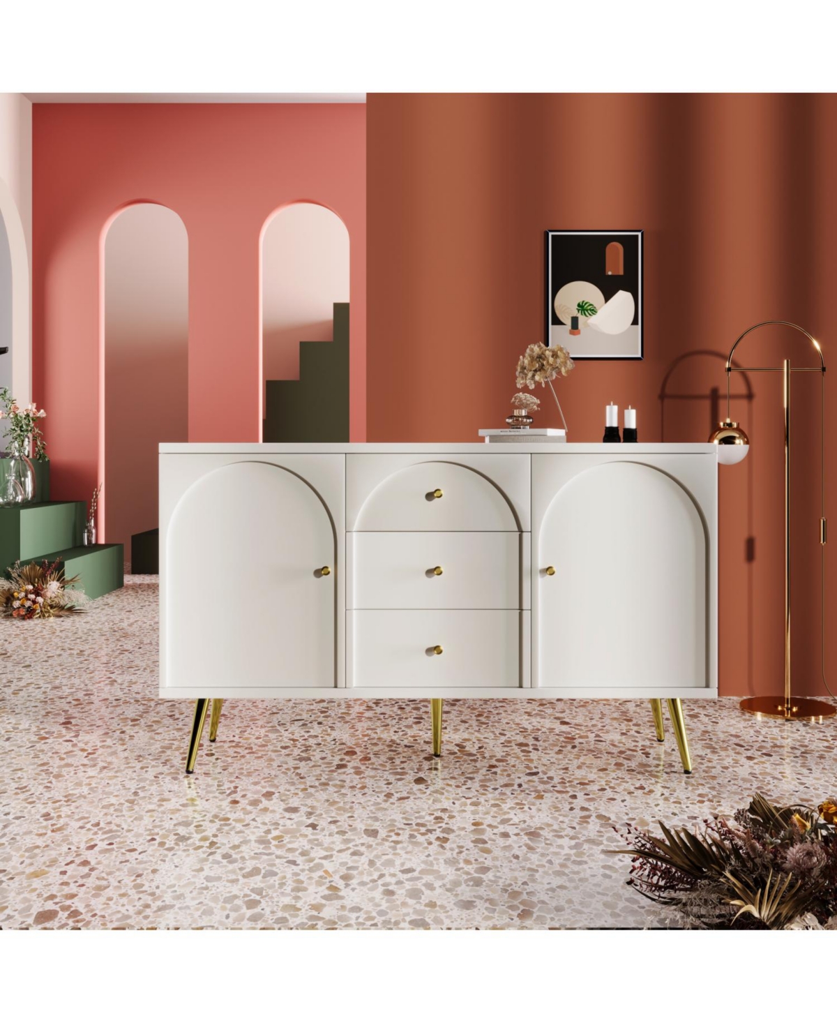 Click here for Metal & Wood Dining Cabinet - 3 Drawers  2 Doors -... prices