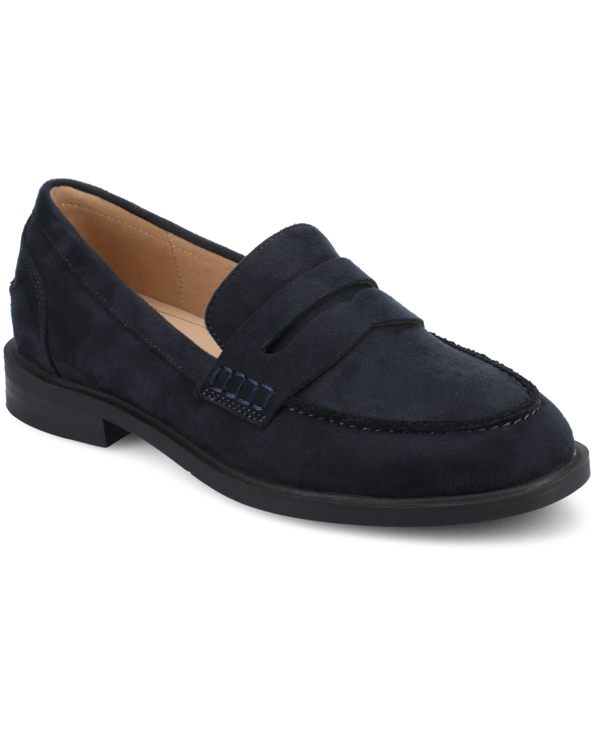 Journee Collection Womens Brooks Block Heel Comfort Penny Loafers - Navy
