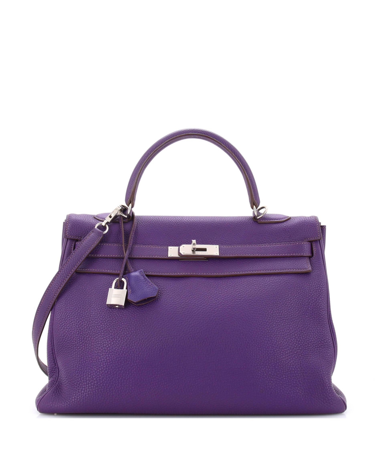 Click here for Pre-Owned Hermes Kelly 35 Handbag Purple Togo with... prices
