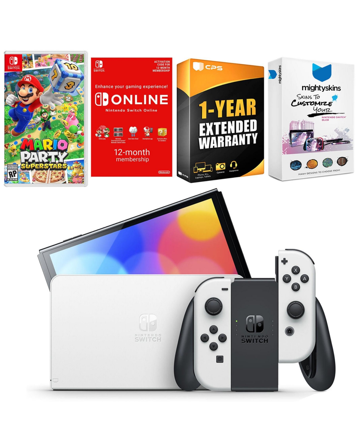Click here for Nintendo Switch White Oled Console with Mario Part... prices