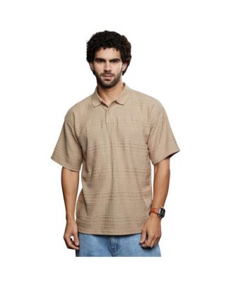 Campus Sutra Men's Buff Beige Bohomian Oversized Polo T-Shirt - Macy's