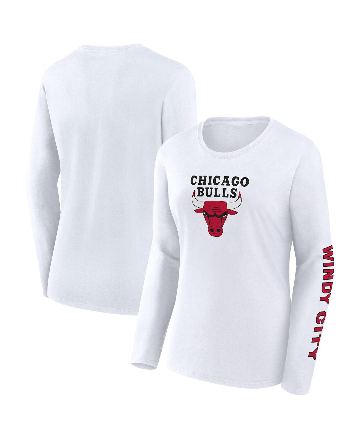 Click here for Fanatics Womens White Chicago Bulls Long Sleeve T-... prices