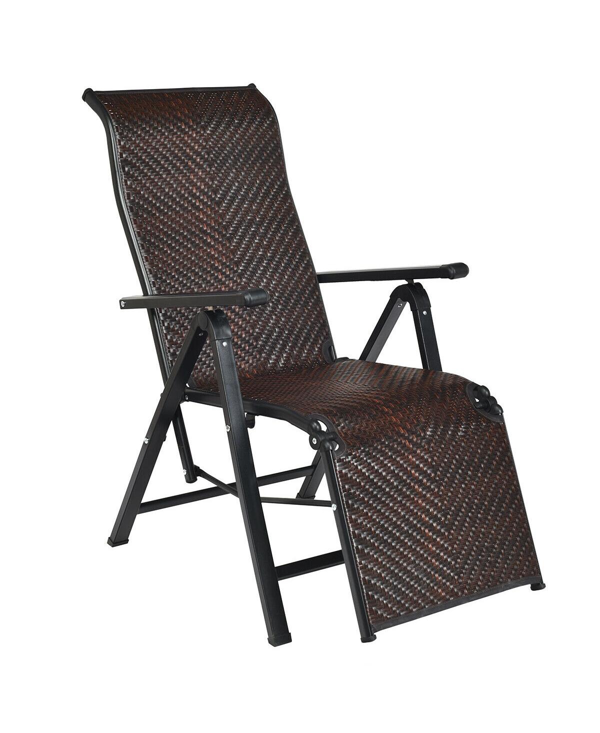 Click here for Gymax Patio Rattan Folding Lounge Chair Recliner B... prices