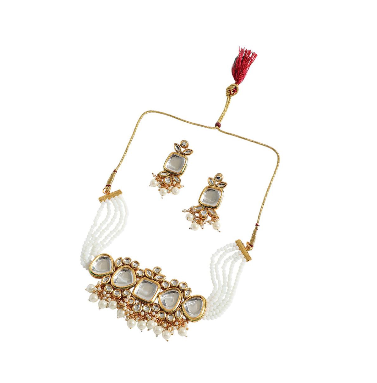 Click here for Sohi Mirror-Stone Jewellery Set - Silver prices