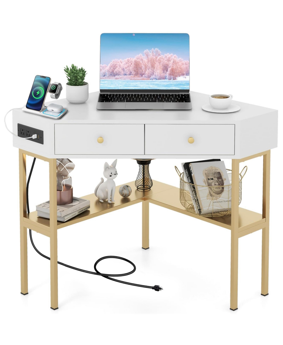 Click here for Space Saving Corner Computer Desk with 2 Large Dra... prices