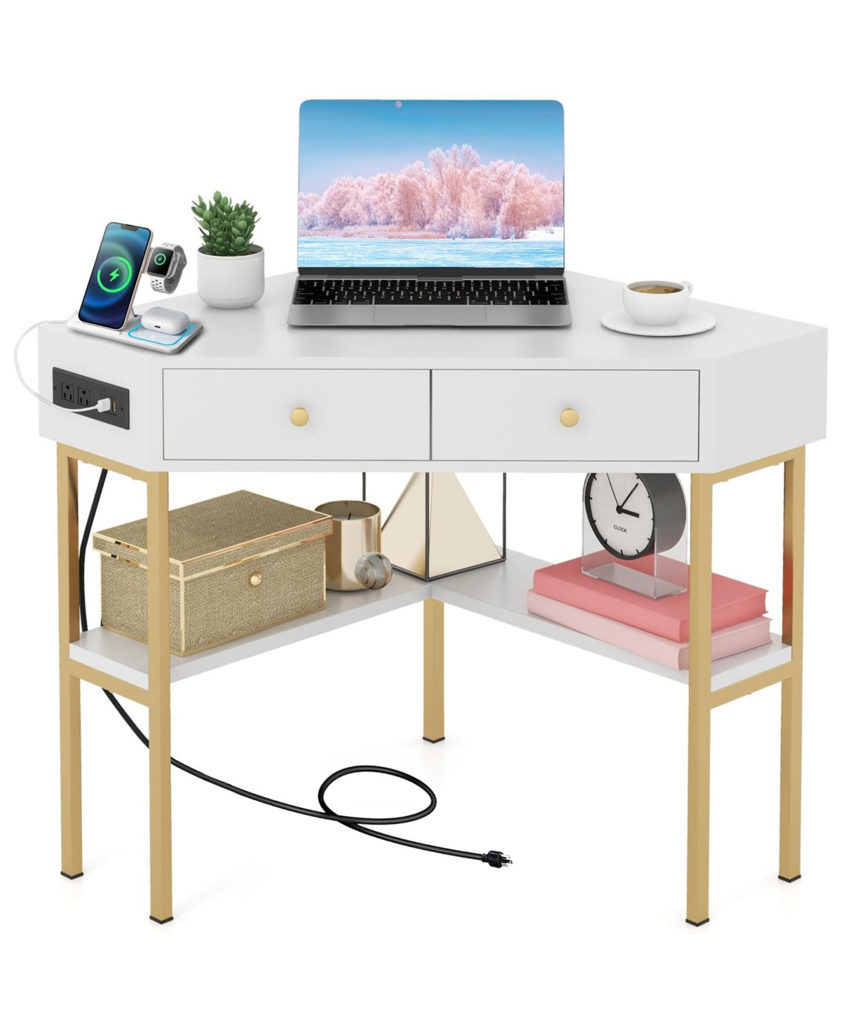 Click here for Space Saving Corner Computer Desk with 2 Large Dra... prices