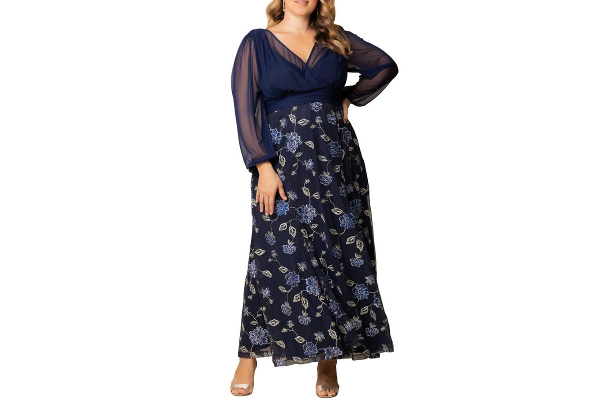 Click here for Kiyonna Plus Size Isabella Embroidered Mesh Formal... prices