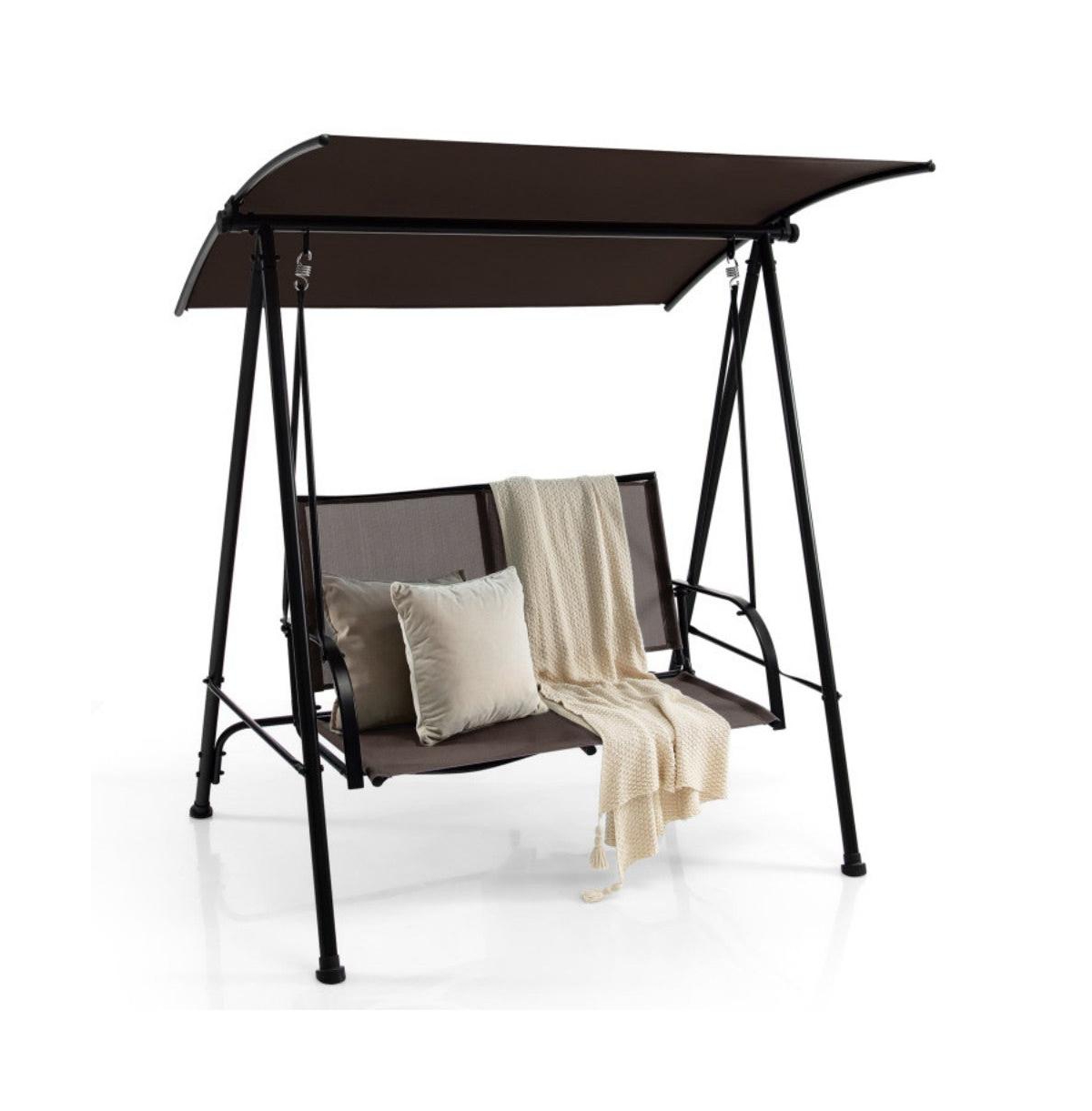 Click here for 2-Seat Outdoor Canopy Swing with Comfortable Fabri... prices