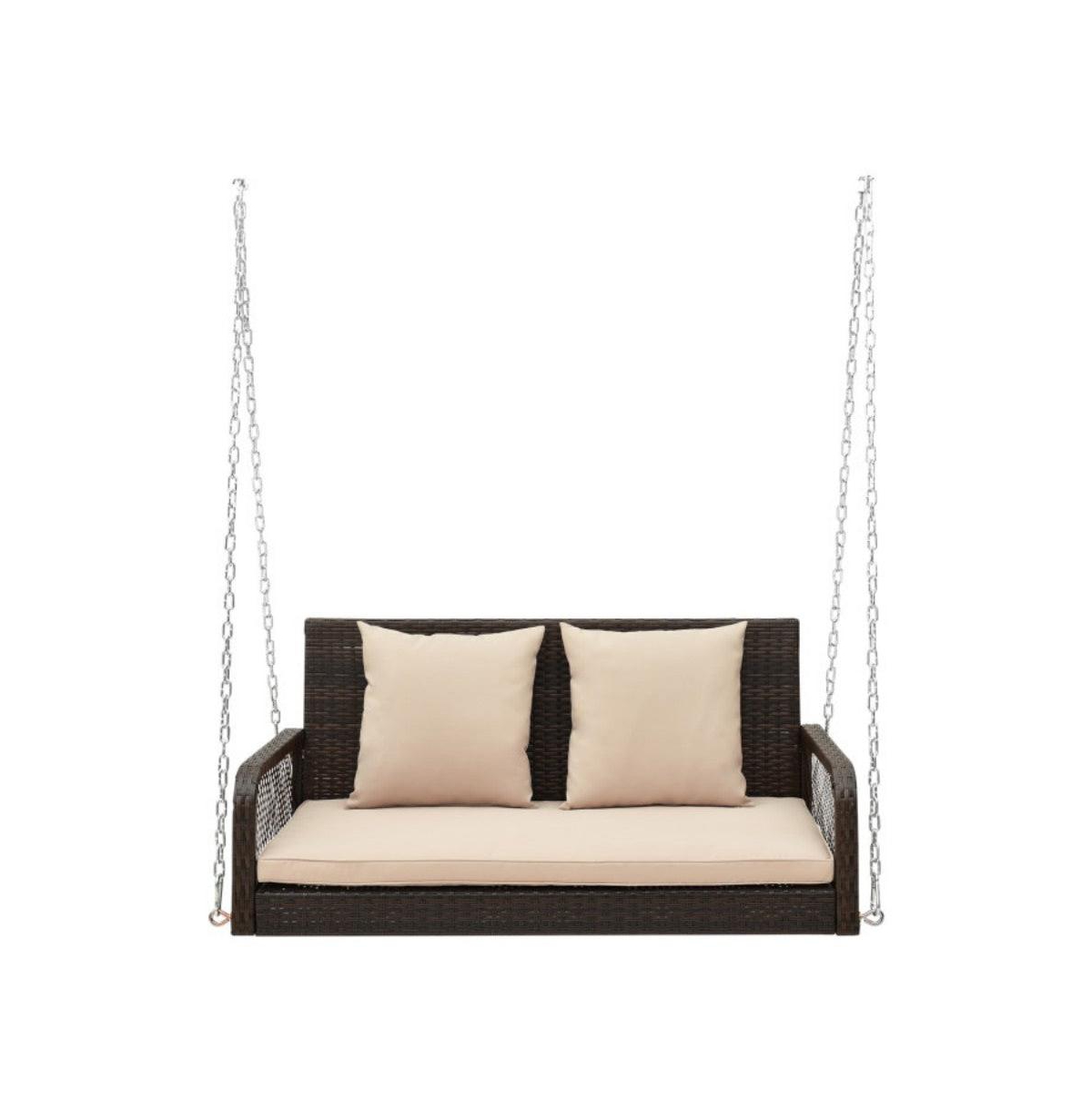 Click here for 2-Person Outdoor Wicker Porch Swing with Seat and... prices