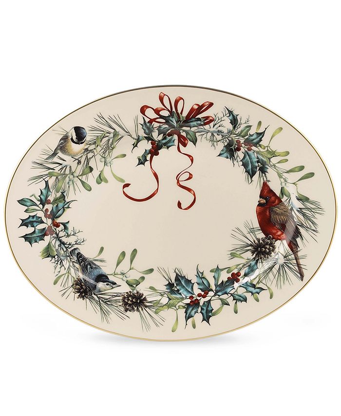 Lenox Winter Greetings Oval Serving Platter - Macy's