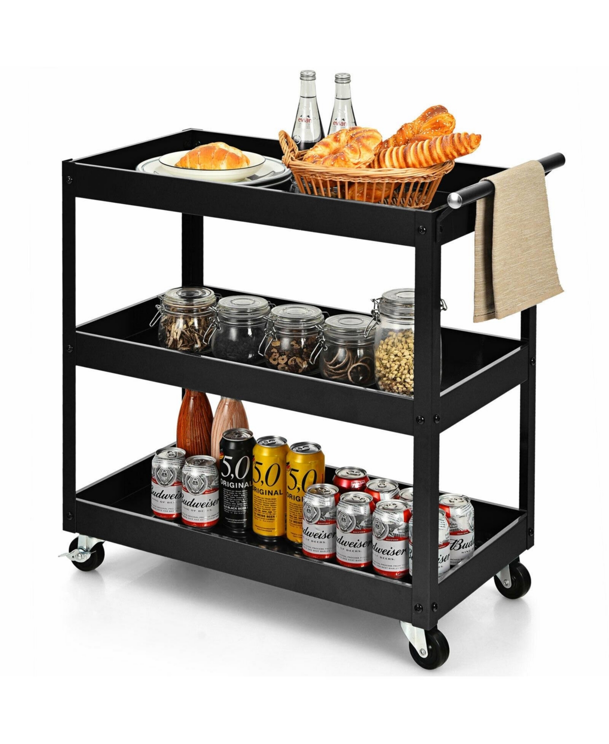 Click here for 3-Tier Utility Cart with Steel Frame and Four Whee... prices