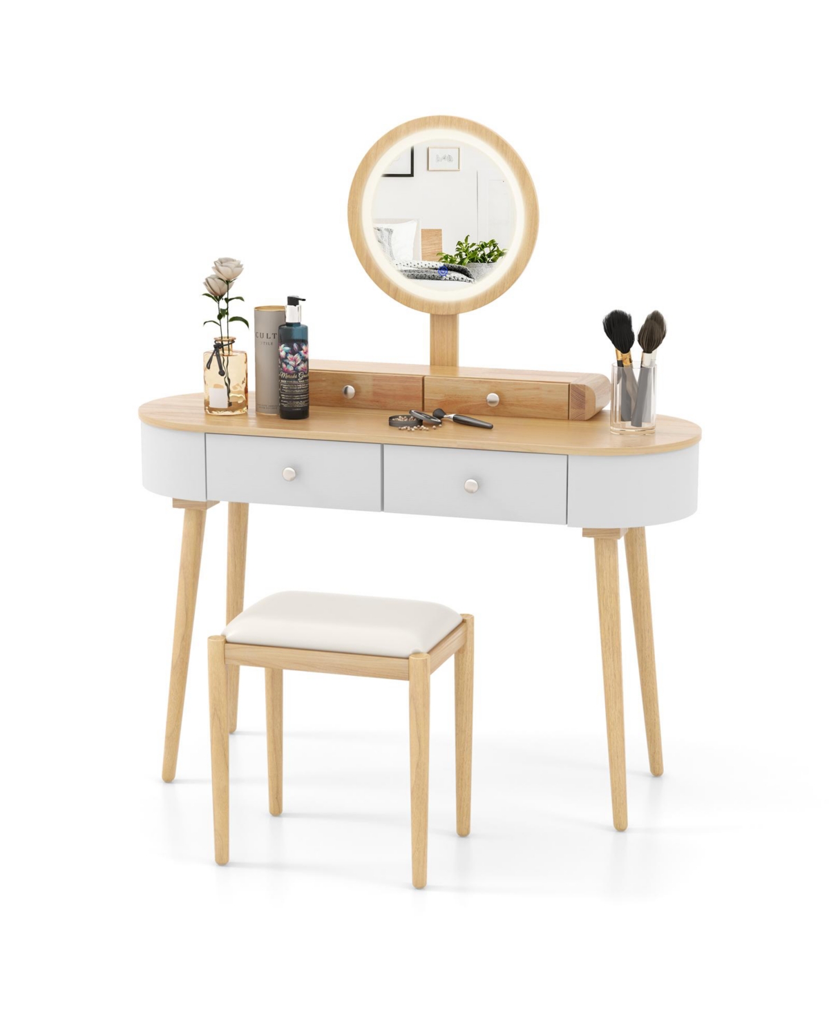 Click here for Makeup Vanity Table Set with Led Mirror and 3 Spac... prices