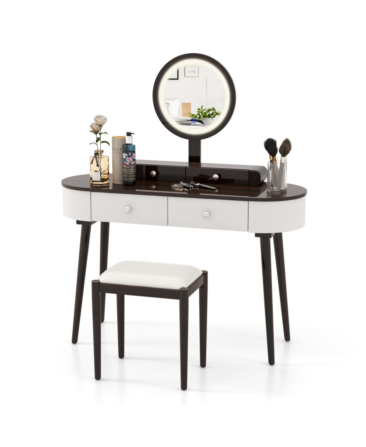 Click here for Makeup Vanity Table Set with Led Mirror and 3 Spac... prices