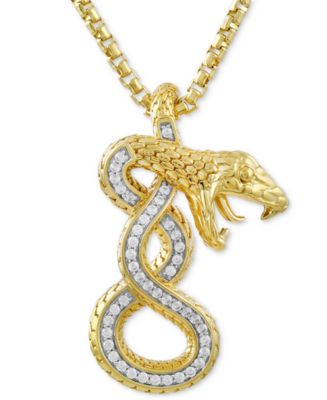 Men's Diamond Striking Snake 22" Pendant Necklace (1/4 ct. t.w.) in 14k ...