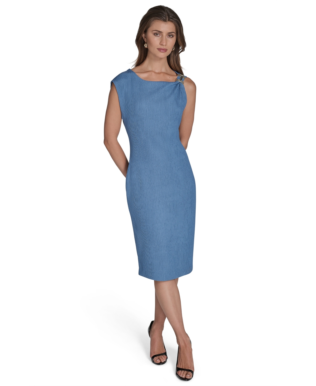 Click here for Halston Womens Hardware-Trim Sheath Dress - Sky prices