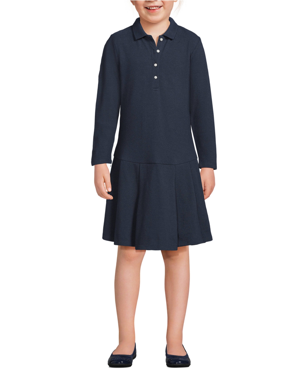 Click here for Lands End School Uniform Girls Long Sleeve Mesh Pl... prices
