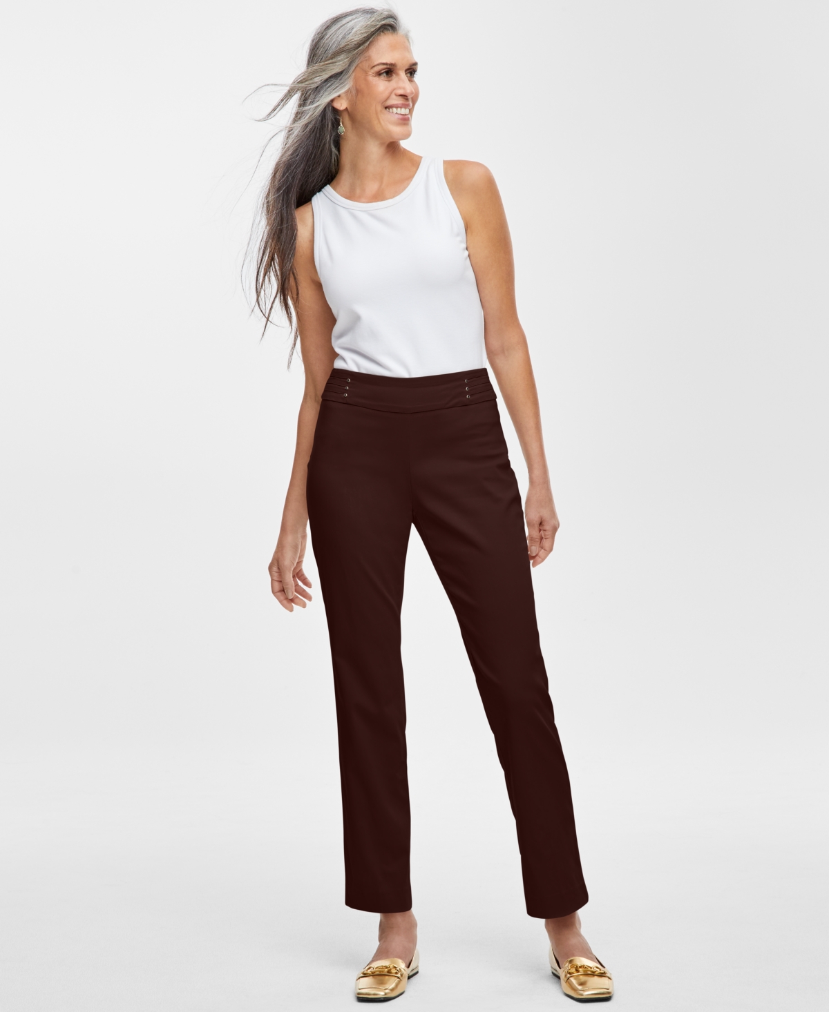 Click here for Jm Collection Womens Studded-Rivet Pull-On Pants -... prices
