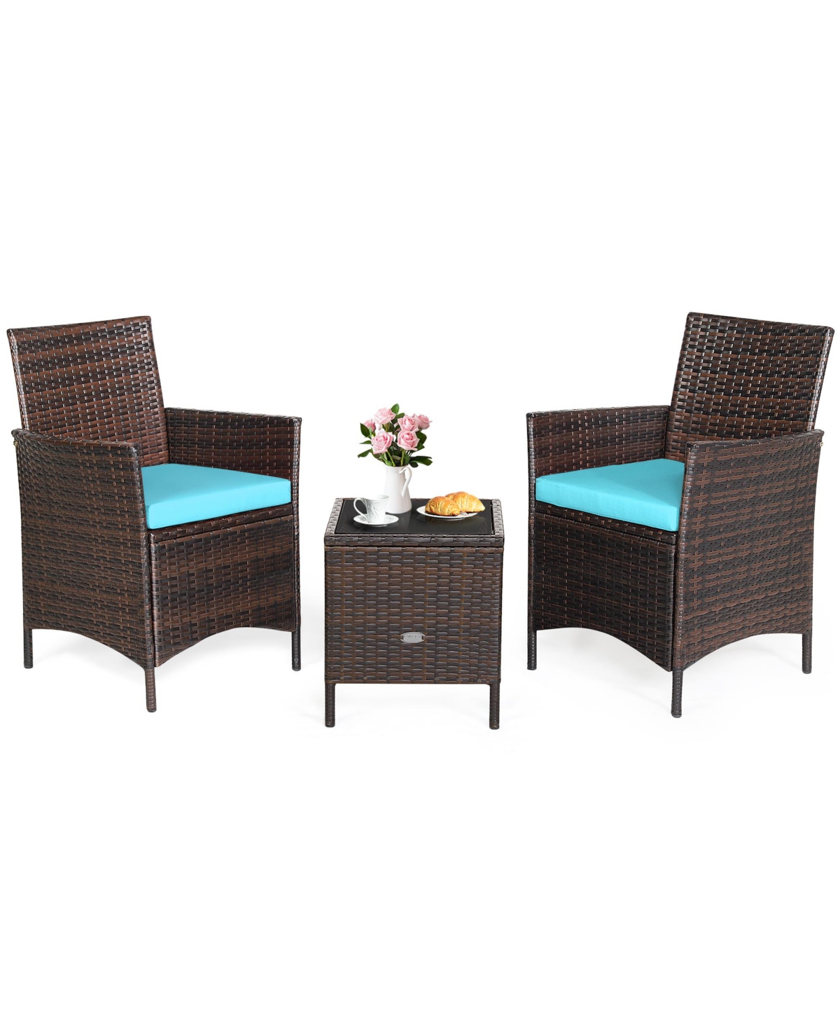 Click here for Gymax 3PCS Outdoor Rattan Conversation Set Patio F... prices