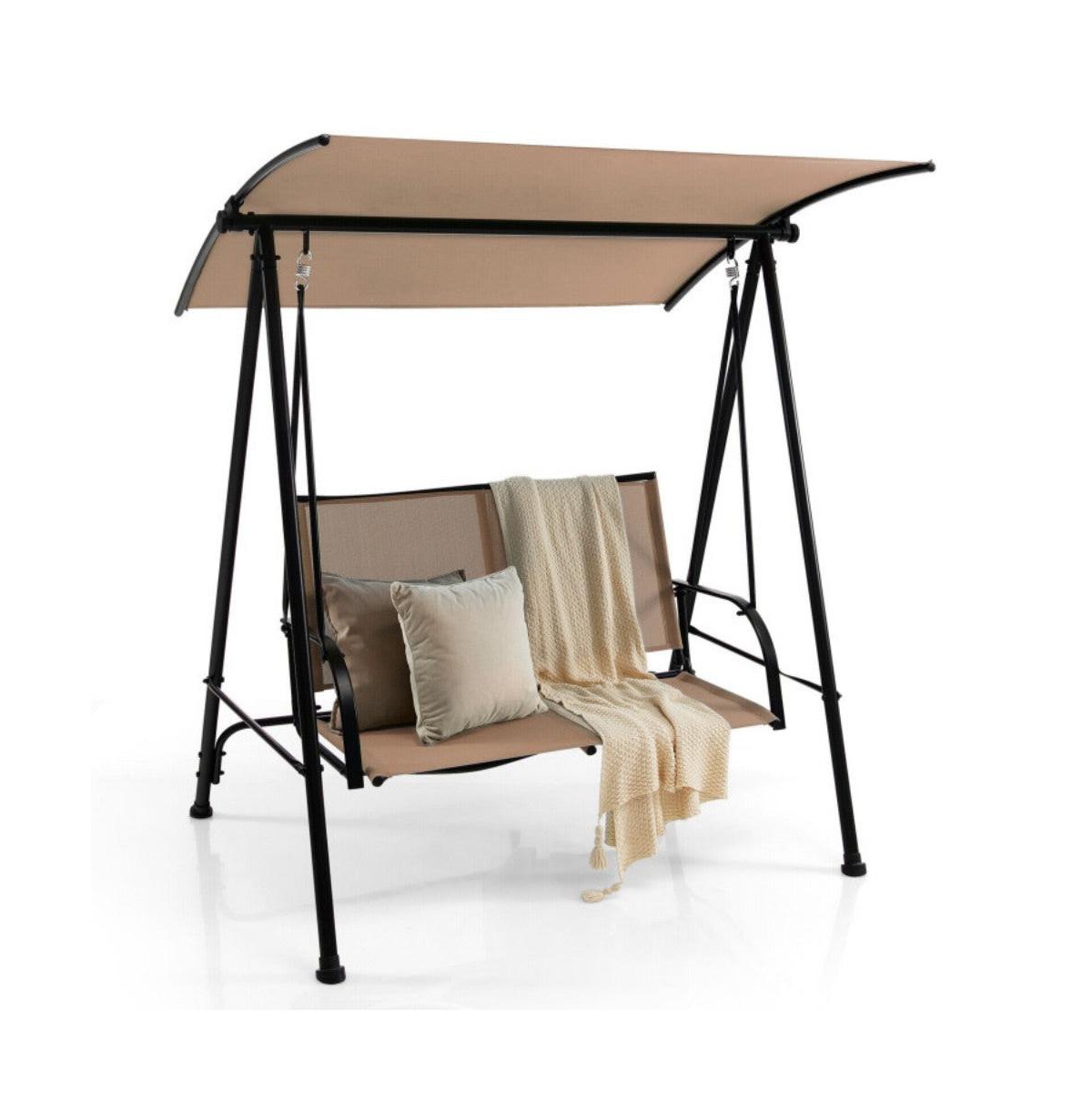 Click here for 2-Seat Outdoor Canopy Swing with Comfortable Fabri... prices