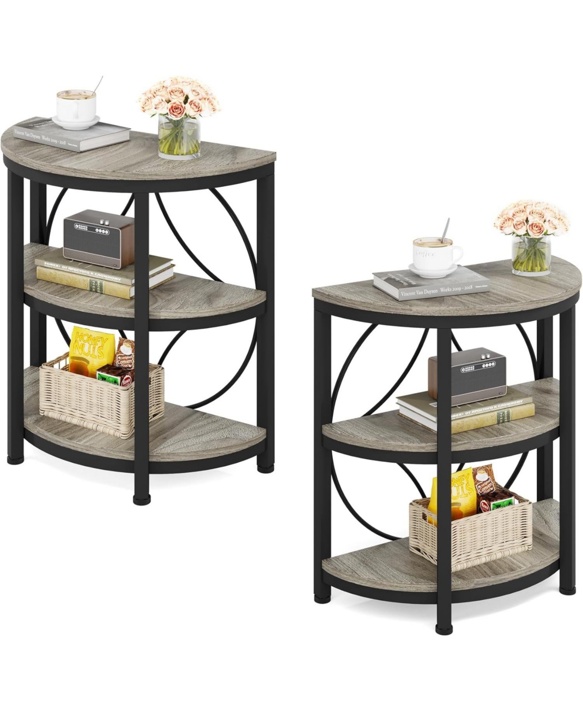 Click here for Tribesigns Half Round End Table  3-Tier Narrow Sid... prices