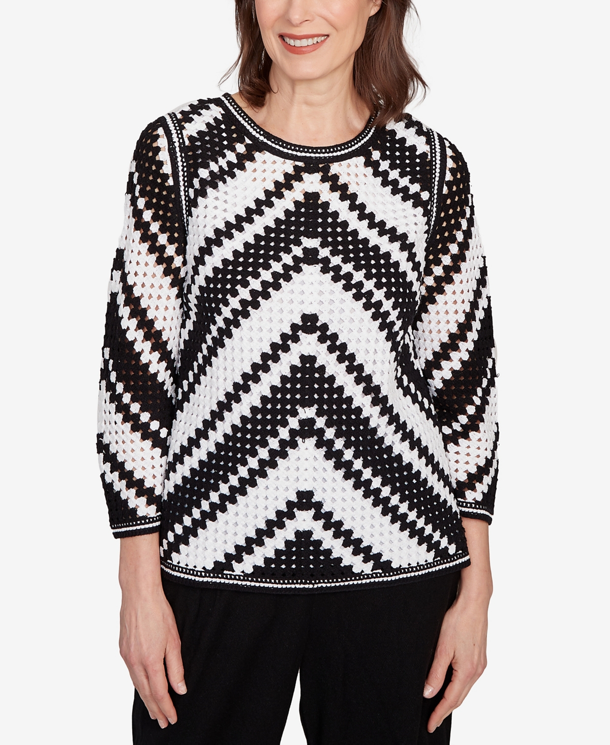 Click here for Alfred Dunner Womens Santa Barbara Chevron Crochet... prices