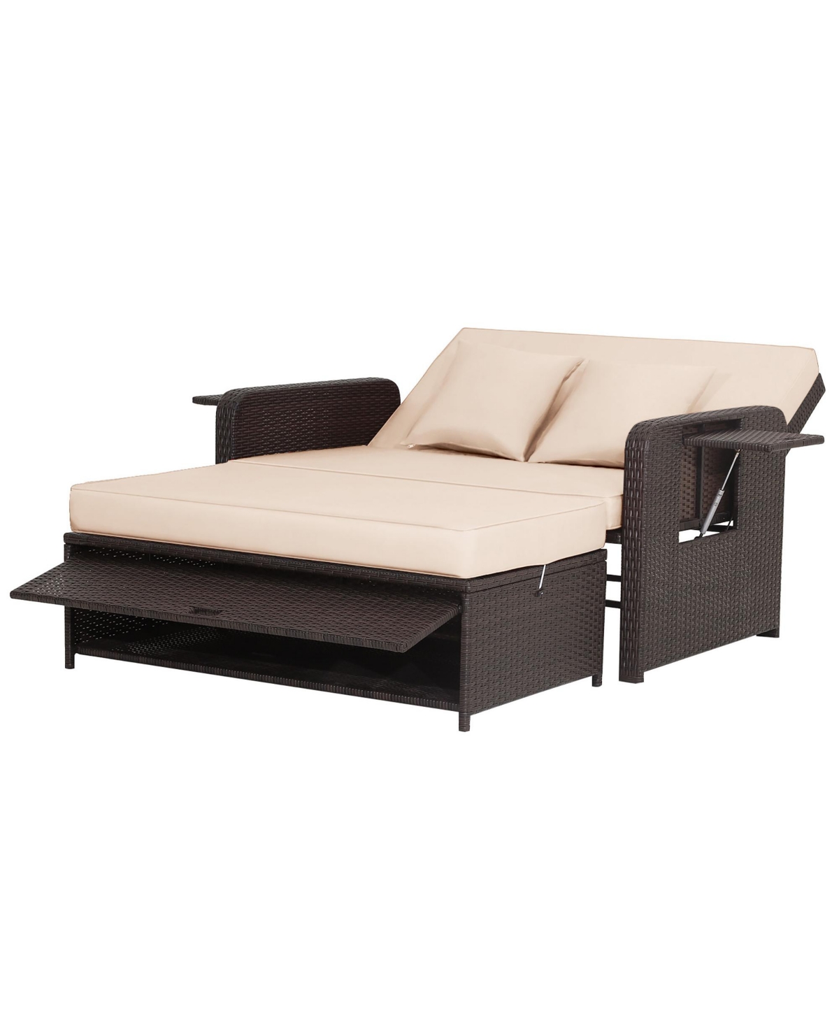 Click here for Gymax Rattan Daybed Lounge w/ Retractable Top Cano... prices