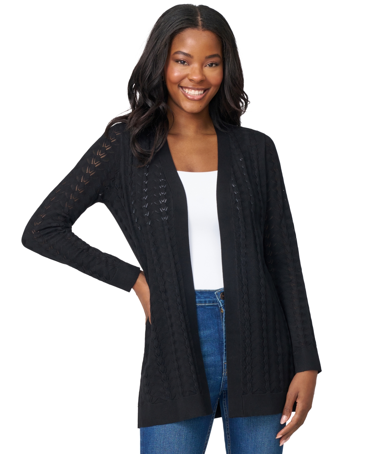 Click here for Melissa Paige Petite Pointelle Open-Front Cardigan... prices