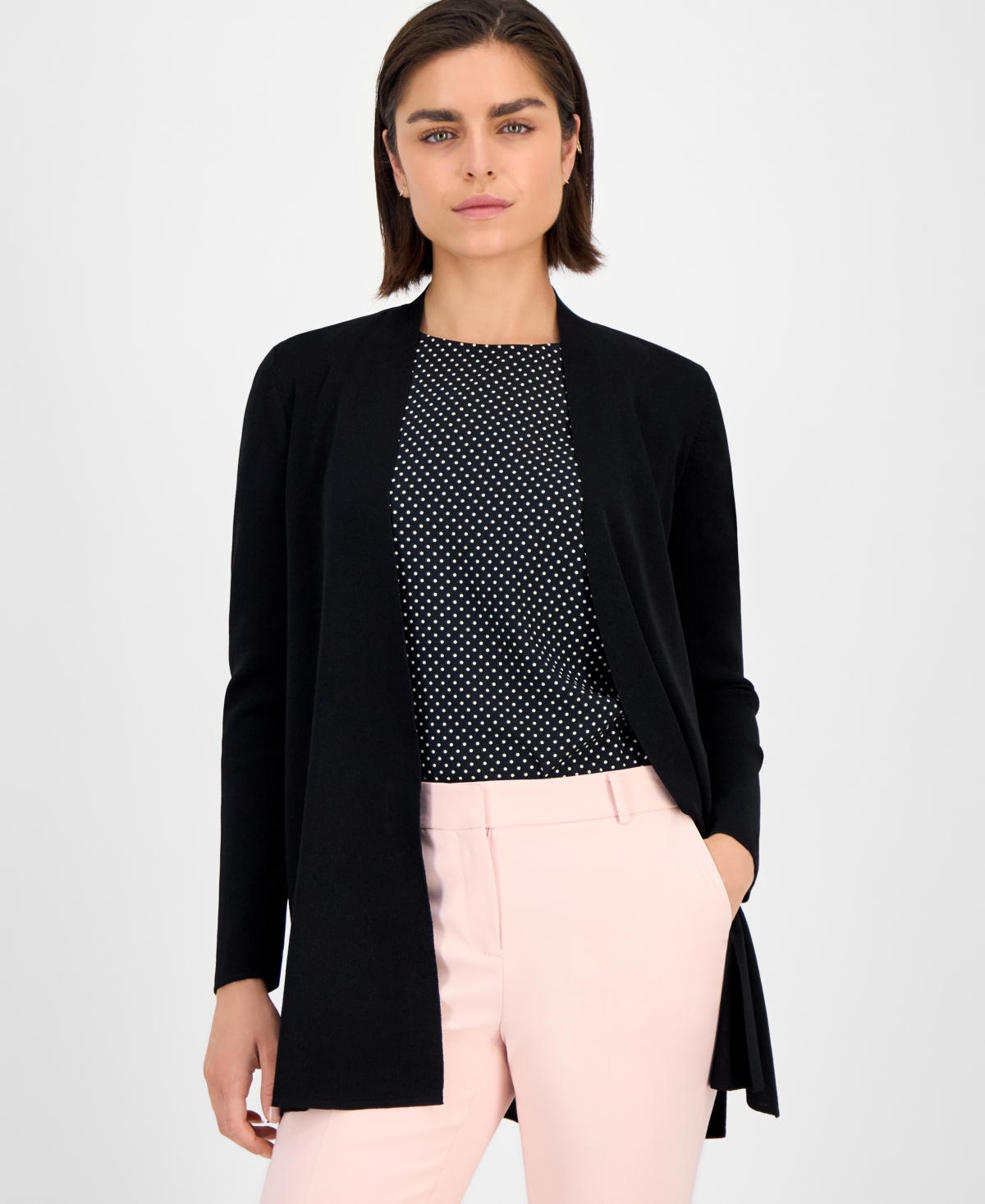 Click here for Anne Klein Womens Napa Fine Rib Pocket Cardigan -... prices