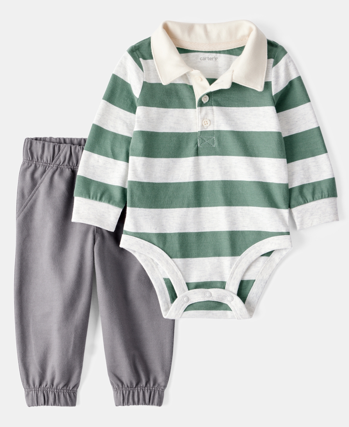 Click here for Carters Baby Boys Striped Polo Bodysuit & Pull-On... prices