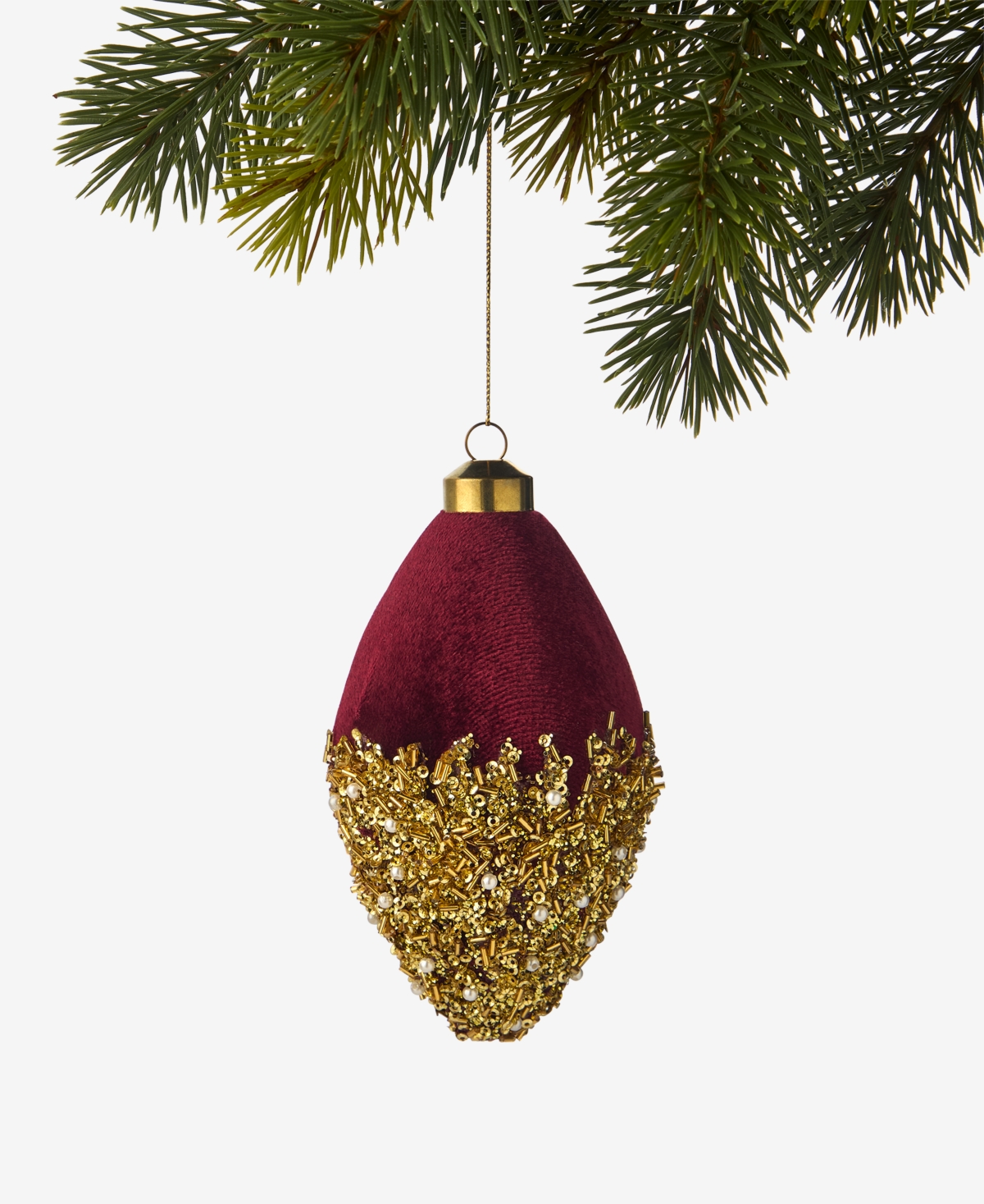 Click here for Holiday Lane Berry Tones Red Velvet Finial Ornamen... prices