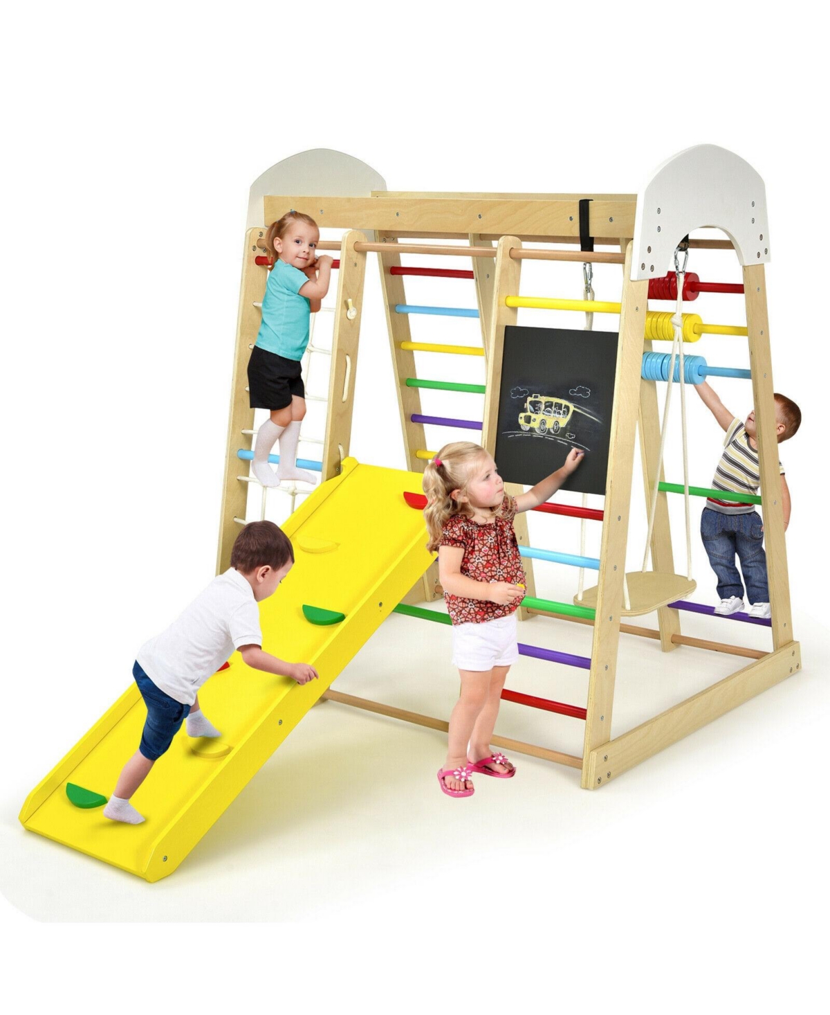Click here for 8-in-1 Wooden Climber Play Set with Slide and Swin... prices