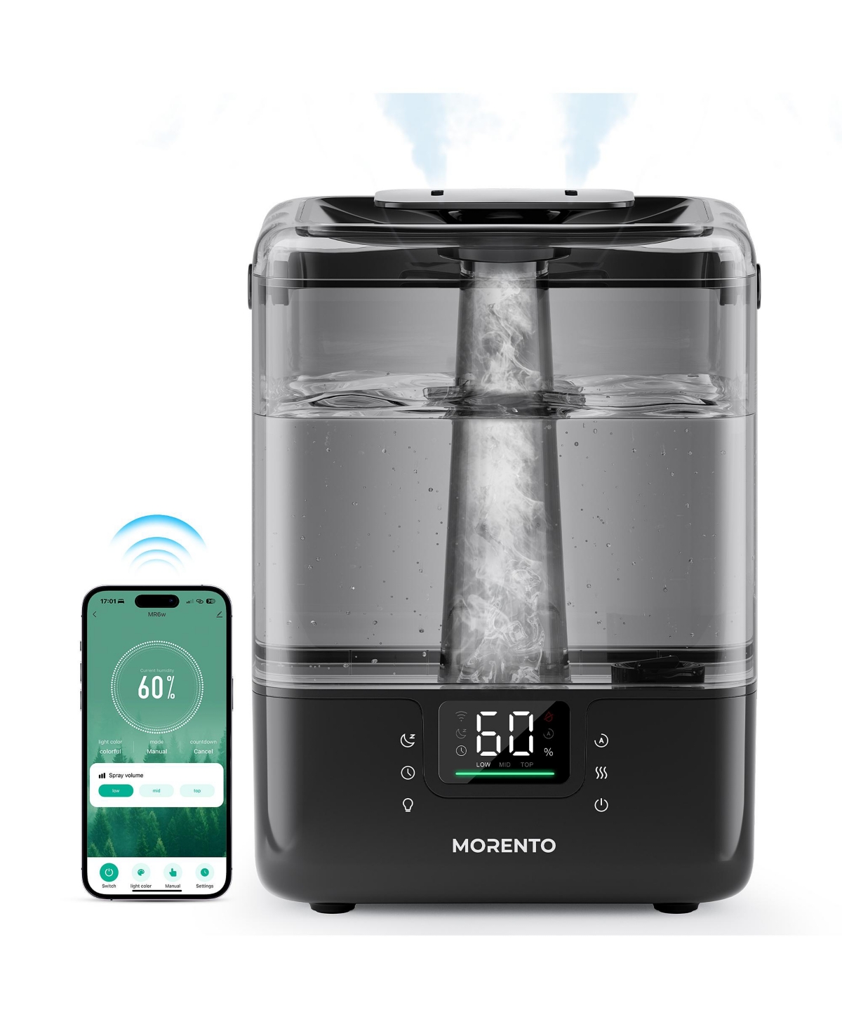Morento Smart Humidifier for Bedroom Large Room Home  6L Cool Mist Humidifiers with Essential Oil Diffuser  App & Voice Control