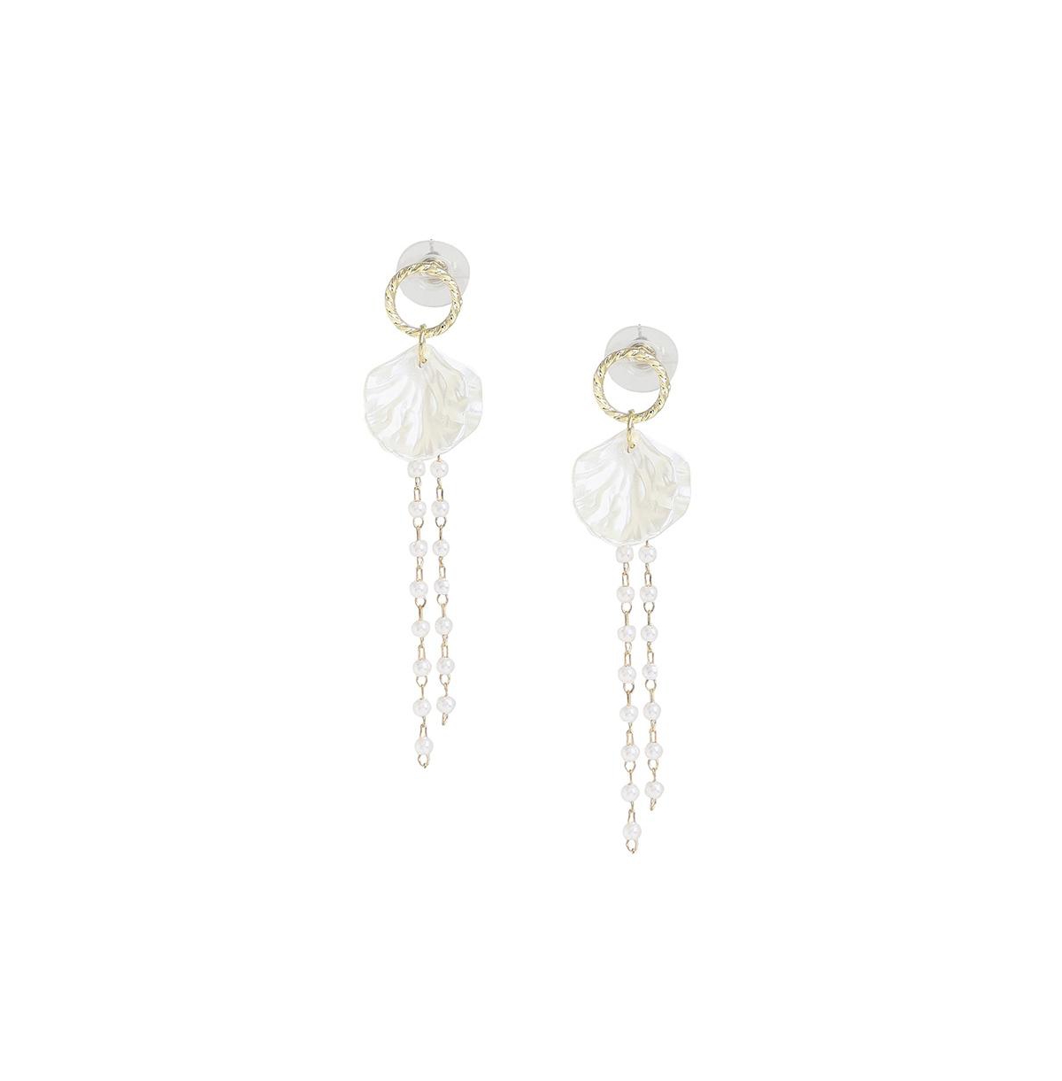 Click here for Sohi Womens White Shell Drop Earrings - White prices