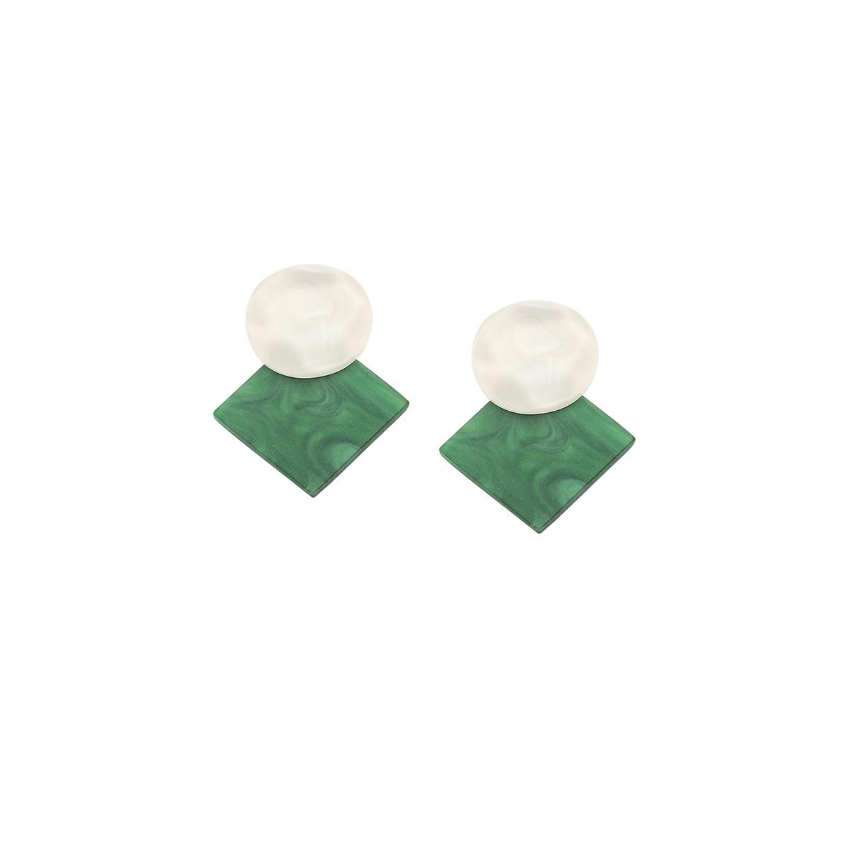 Click here for Sohi Womens Gold Geometric Drop Earrings - Green prices
